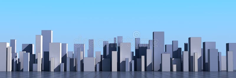 Skyline of a 3d town stock illustration. Illustration of render - 13820630