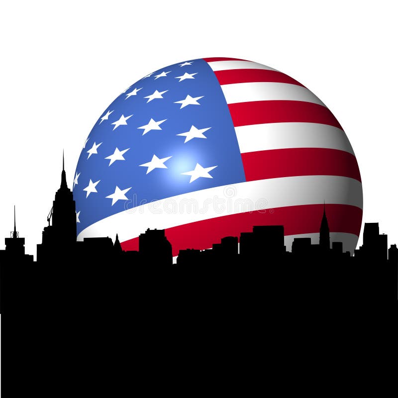 Circle of American Flag Spheres Stock Illustration - Illustration of ...