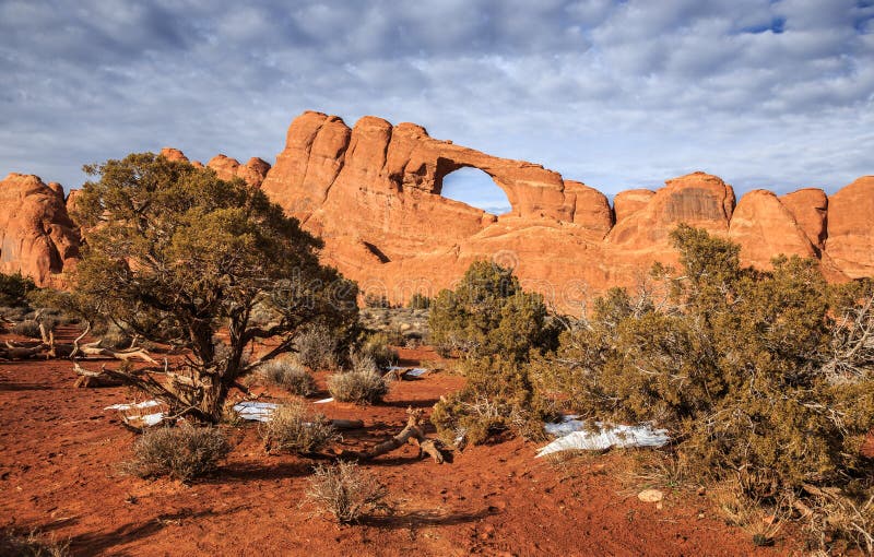 Skyline Arch at Arches National Park Stock Image - Image of canyon ...