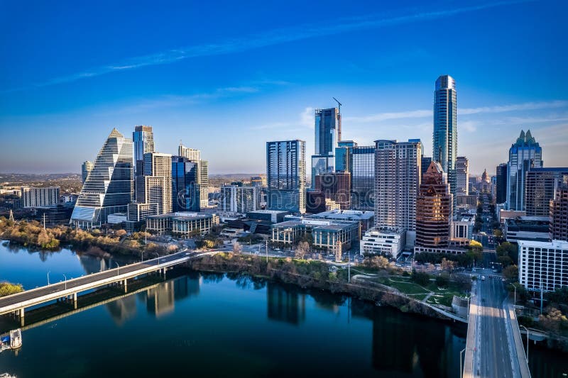 Skyline of Austin, Texas with a River in the Foreground. Editorial ...