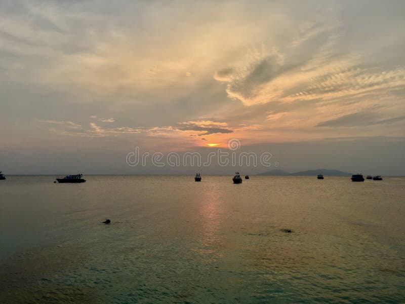 Beautiful Sunset Dawn View at the Beach Stock Photo - Image of ...