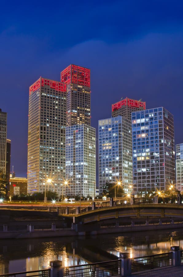 Skyline of Beijing CBD, Night View Stock Image - Image of chaoyang ...