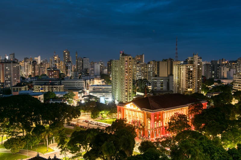Belem City Skyline at Night Stock Photo - Image of destination, square ...