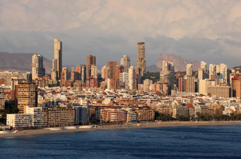 Skyline of Benidorm, Spain stock image. Image of alicante - 21903719