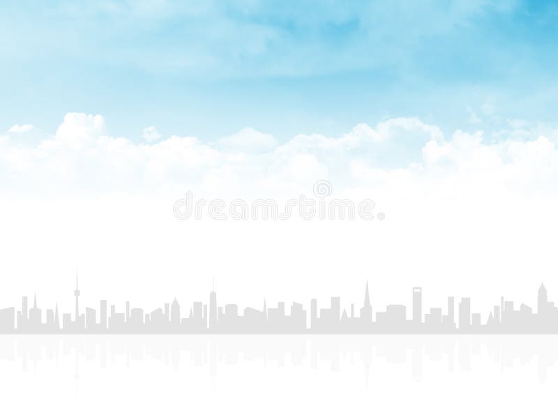 Skyline and Blue Sky with Clouds Stock Illustration - Illustration of ...
