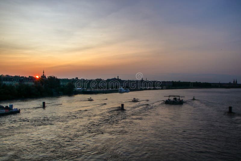 Bordeaux at sunset stock image. Image of skyline, cathedral - 100488761