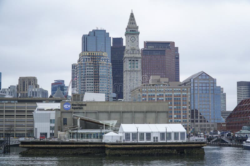 Skyline of Boston - View from Boston Harbor - BOSTON , MASSACHUSETTS - APRIL 3, 2017 Editorial ...