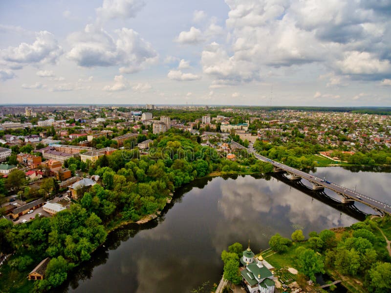 Skyline with Bridges of the Southern Bug River. Stock Photo - Image of ...