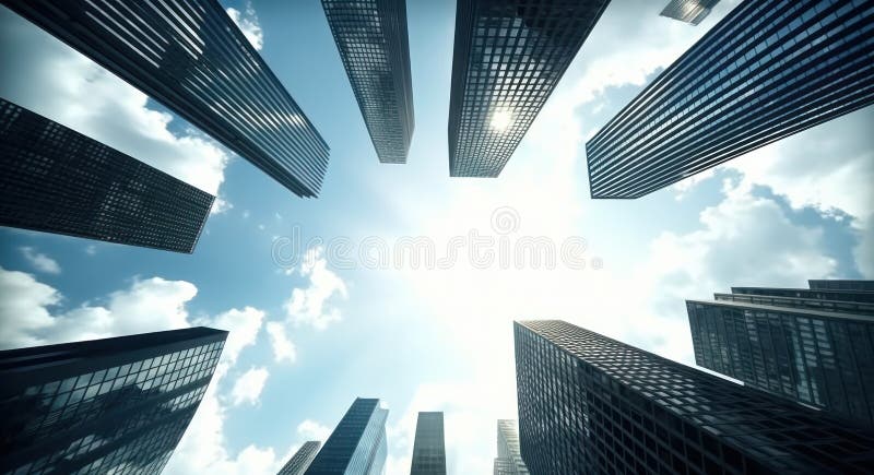 Skyline Business Skyscrapers in Motion Building Stock Image - Image of ...