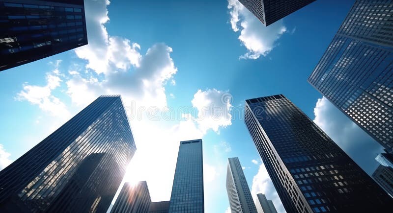 Skyline Business Skyscrapers in Motion Building Stock Illustration ...