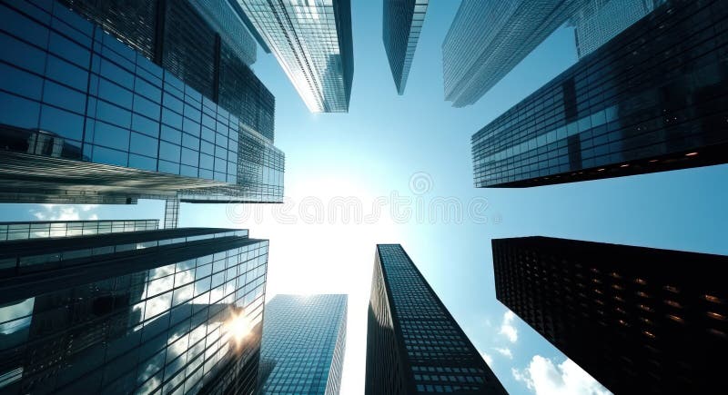 Skyline Business Skyscrapers in Motion Building Stock Illustration ...