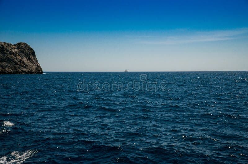 Skyline. Calm Sea and Rocks on the Shore Stock Photo - Image of scene ...