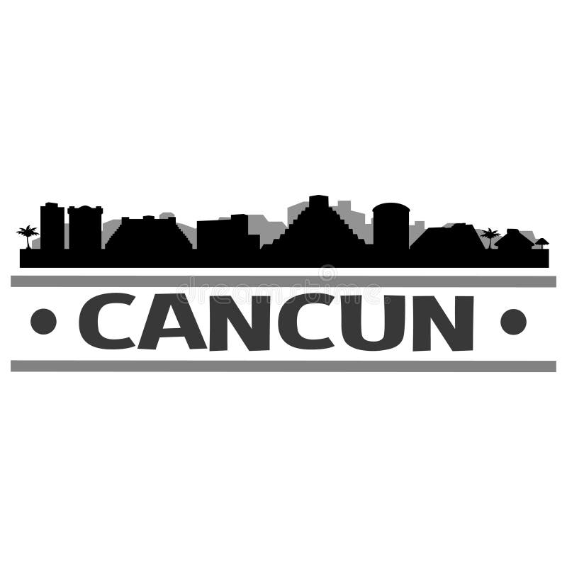 Cancun Skyline City Icon Vector Art Design Stock Vector - Illustration ...