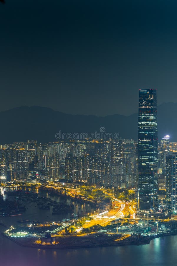 Skyline of Central Hong Kong at Night - 7 Stock Photo - Image of ...