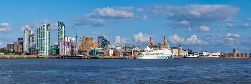 Skyline of the City of Liverpool Including Several Landmarks Stock ...