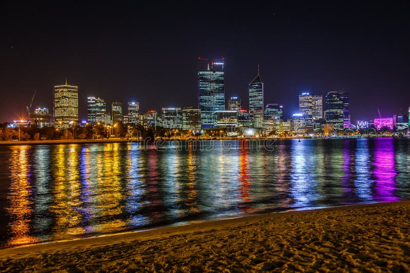 Skyline of the City of Perth at Night Editorial Photography - Image of ...