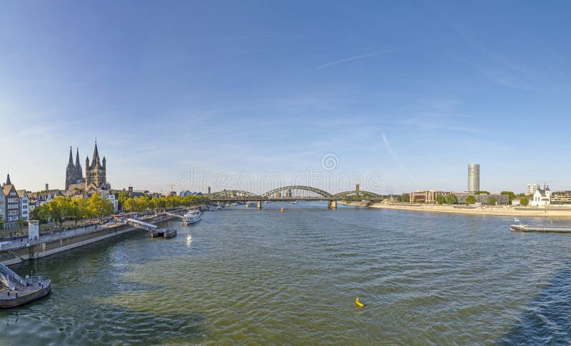Skyline of Cologne with River Rhine Stock Image - Image of rhineland ...