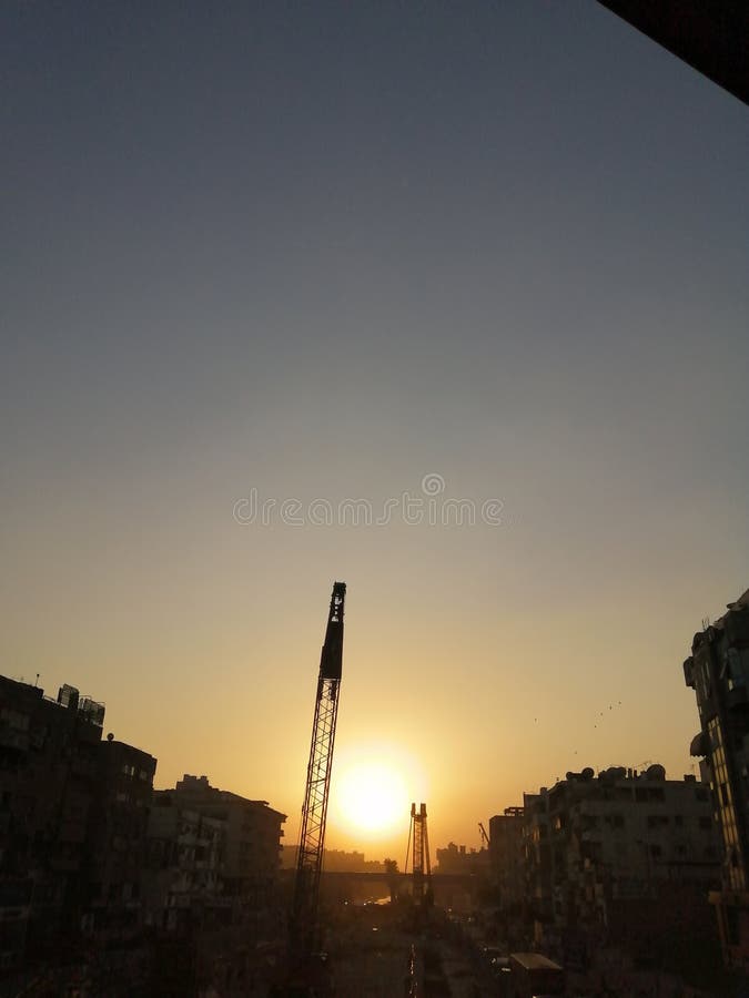 Skyline Construction in Giza Stock Photo - Image of landmark, morning ...