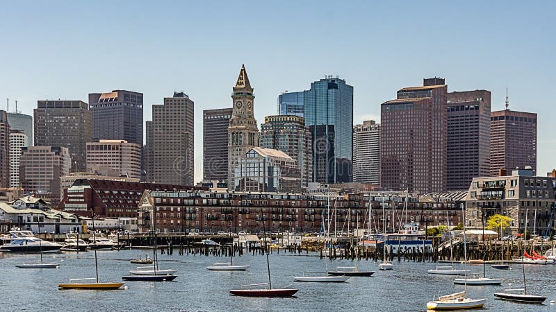 Skyline Da Cidade Do Porto, Boston Massachusetts Foto de Stock ...