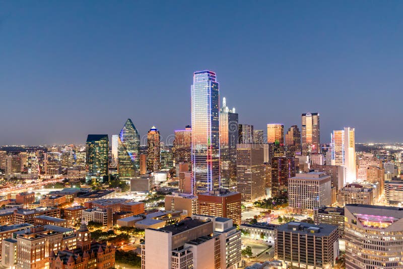 Skyline of Dallas by Night, Texas Editorial Photography - Image of ...