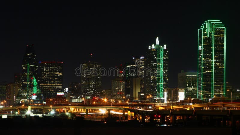 The Skyline of Dallas, Texas at Night Stock Image - Image of blue ...