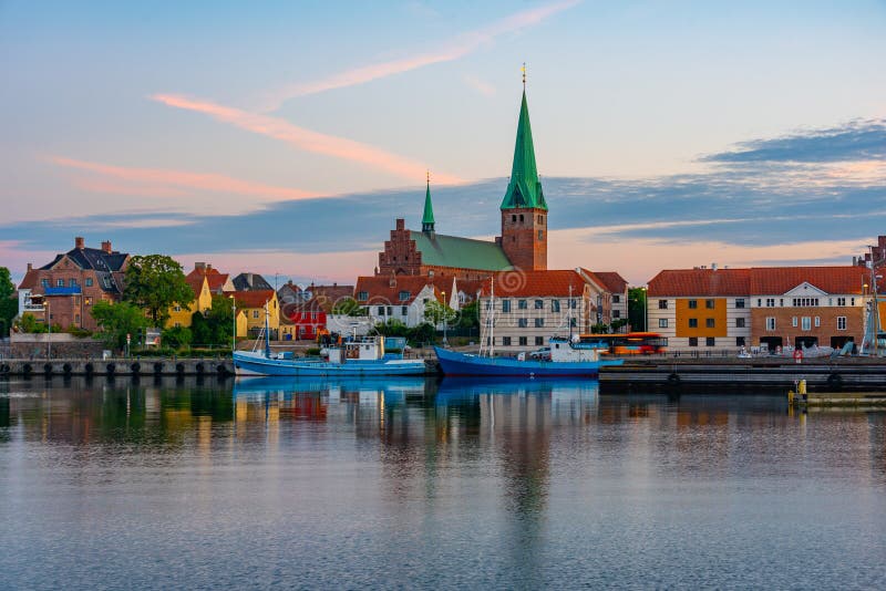 Skyline of Danish Town Helsingor Editorial Stock Image - Image of dusk ...