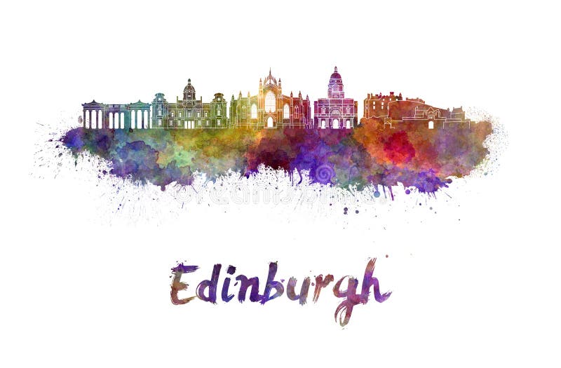 Skyline De Edimburgo Na Aquarela Ilustração Stock - Ilustração de ...