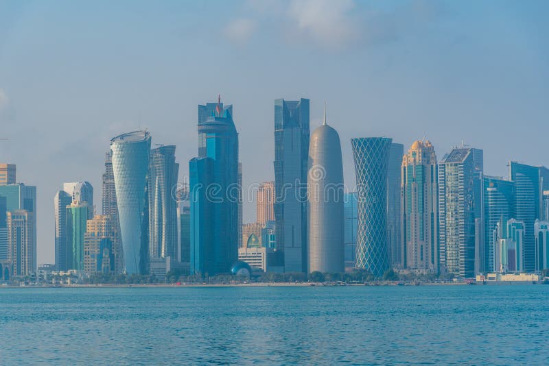 Skyline of Doha - the Capital of Qatar Stock Photo - Image of center ...