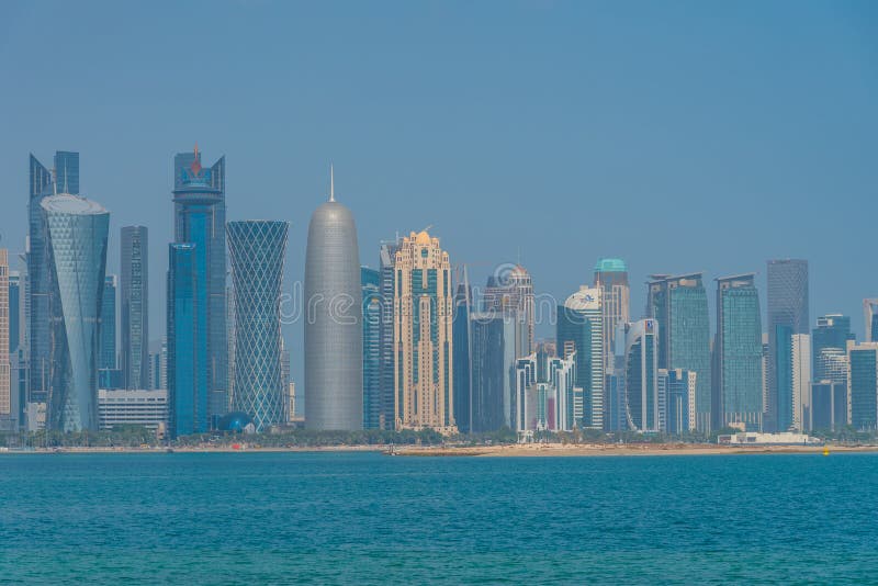 Skyline of Doha - the Capital of Qatar Stock Image - Image of panorama ...