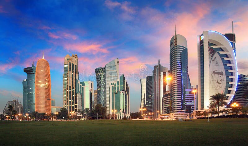The Skyline of Doha, Qatar before Sunset Editorial Stock Photo - Image ...