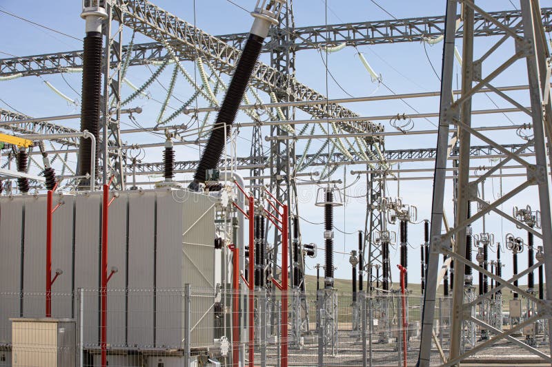 Skyline Filled with Power Lines and Transformers at a Public Utility ...