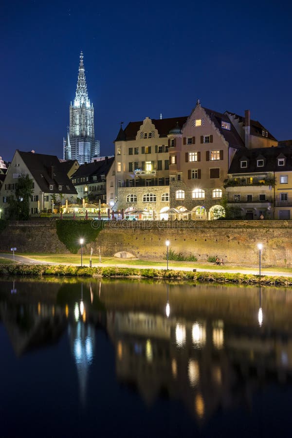 Skyline of German City Ulm at Night Editorial Photo - Image of historic ...