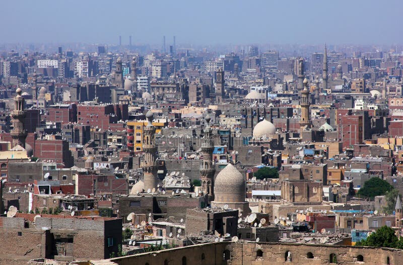 Skyline of Islamic Egypt Cairo Stock Image - Image of crowded, minarets ...