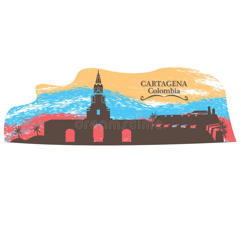 Cartagena Skyline Colombia Hand Draw Vector Sketch Stock Vector ...