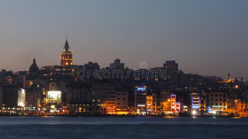 Skyline, istanbul, Turkey. editorial photo. Image of night - 77006681