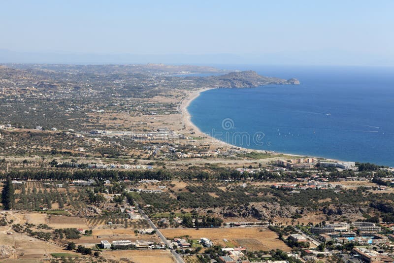 Skyline of Kolimbia Village Stock Photo - Image of colour, landscape ...
