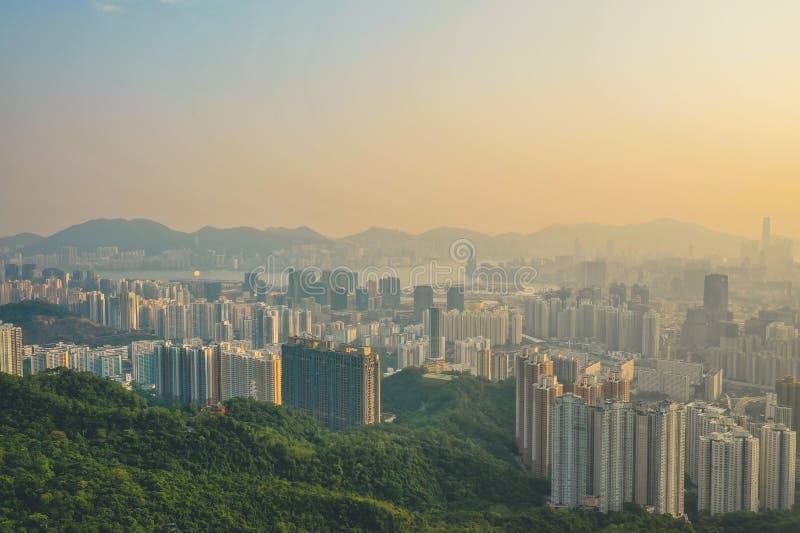 Skyline Kowloon from Kowloon Viewing Point in Sunset 8 May 2022 ...