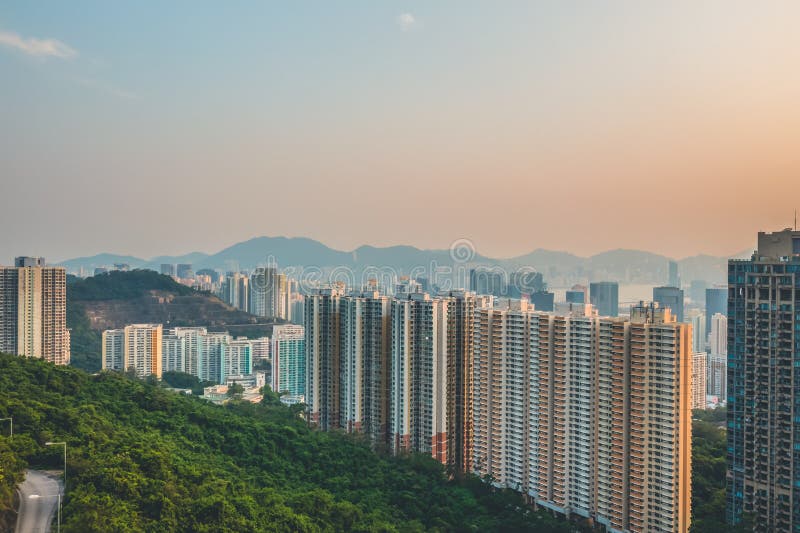 Skyline Kowloon from Kowloon Viewing Point in Sunset 8 May 2022 ...