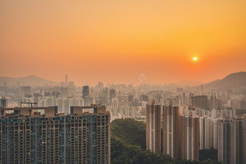 Skyline Kowloon from Kowloon Viewing Point in Sunset 8 May 2022 ...