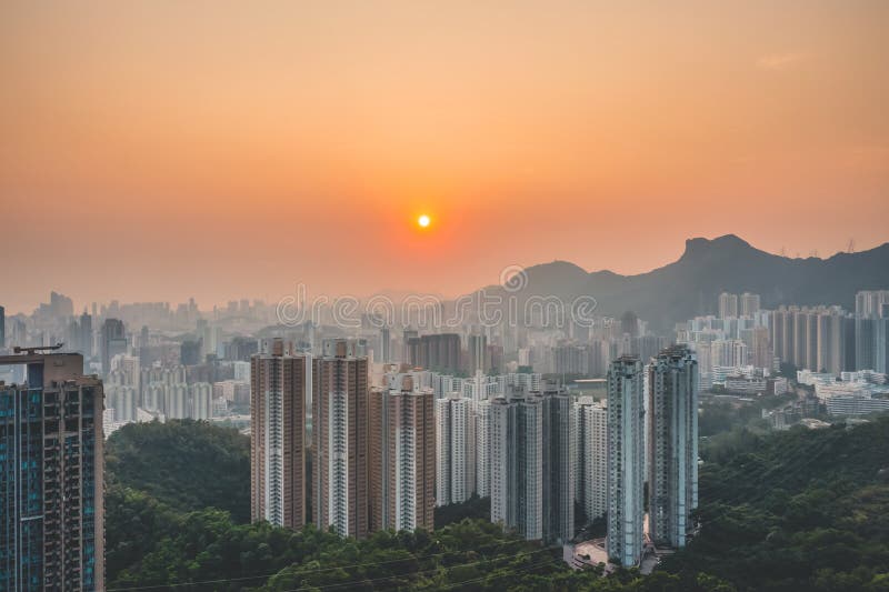 Skyline Kowloon from Kowloon Viewing Point in Sunset 8 May 2022 ...