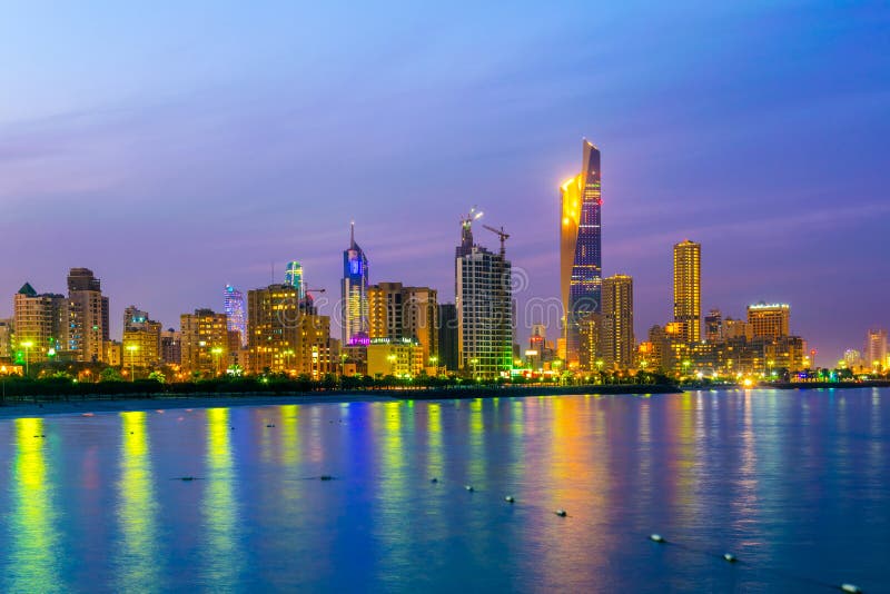 Skyline of Kuwait during Night Editorial Photo - Image of modern ...