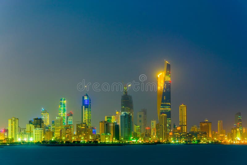 Skyline of Kuwait during Night Editorial Image - Image of skyline ...
