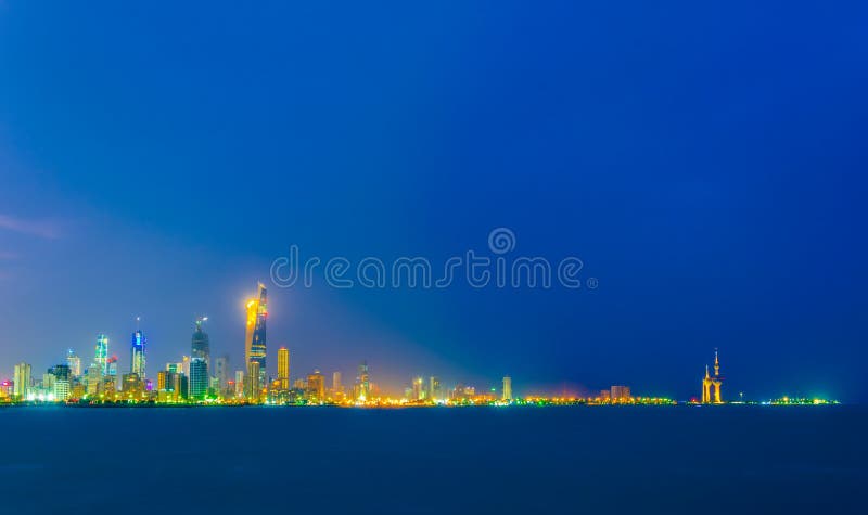 Skyline of Kuwait during Night Stock Image - Image of beautiful ...