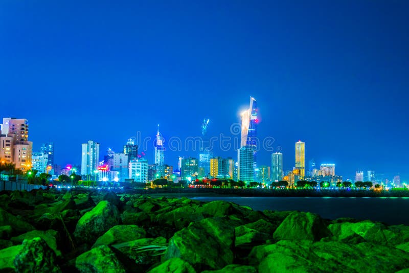 Skyline of Kuwait during Night....IMAGE Stock Image - Image of ...