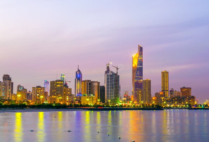 Skyline of Kuwait during Sunset Editorial Image - Image of beach ...