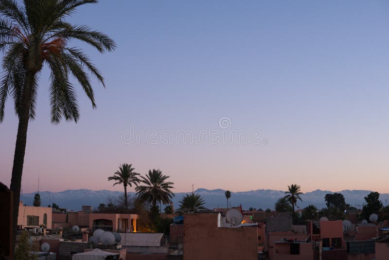 Skyline of Marrakesh City, Morocco at Evening Sunset Time Viewed from ...