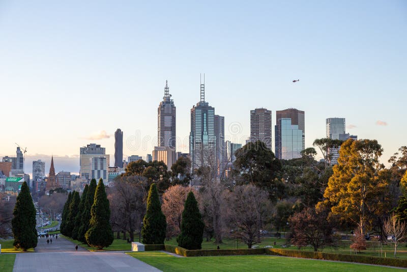 Skyline of Melbourne, View from the Shrine of Remembrance, Melbourne ...