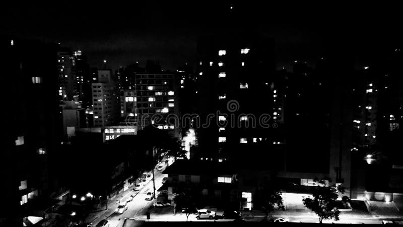 Skyline at Nighttime stock photo. Image of monochrome - 101871026