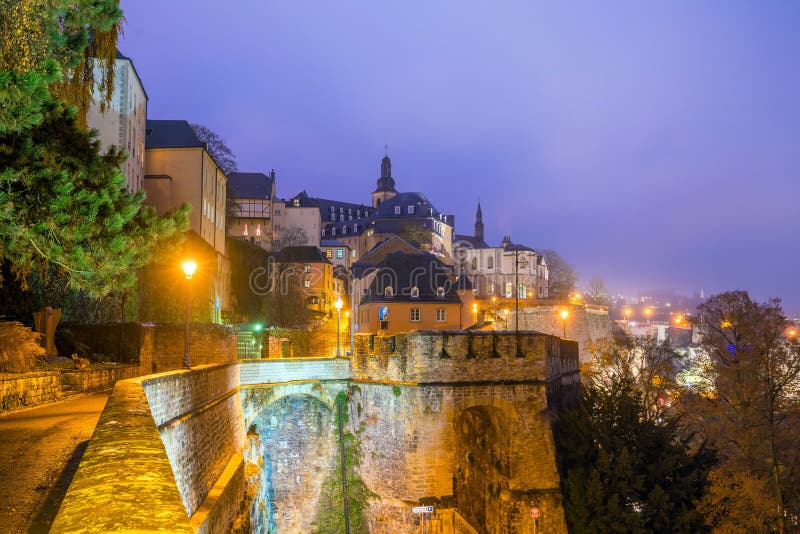Skyline of Old Town Luxembourg City from Top View Stock Image - Image ...
