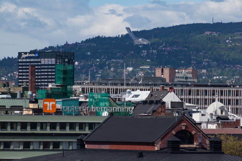 Skyline of Oslo S Old Downtown Editorial Stock Image - Image of shore ...